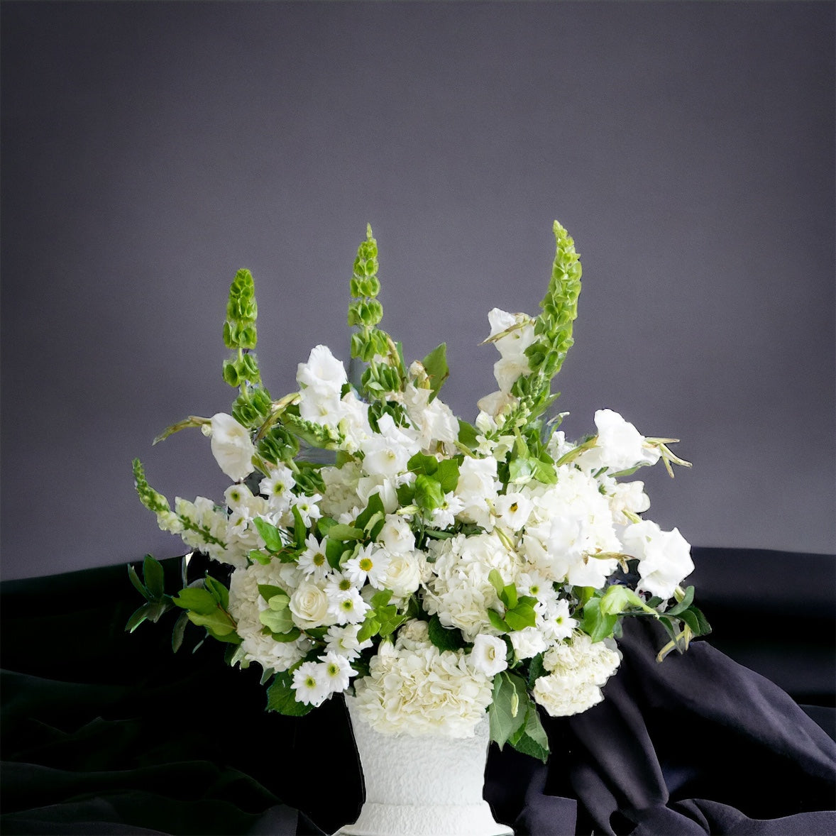 All White Flower Arrangement – Leafelle Flowers + Gifts (formerly Sam ...